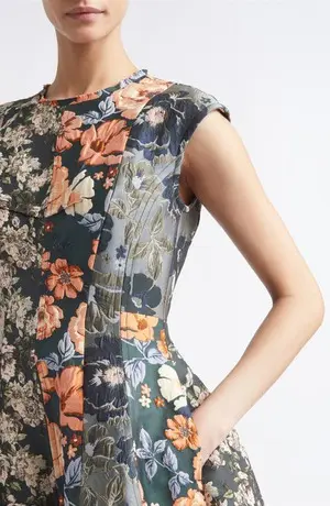 JASON WU Mixed Floral Jacquard Fit & Flare Minidress
