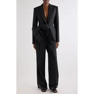 Givenchy Bow Front Wool & Mohair Blazer - Black
