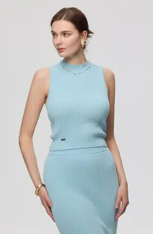 JUANA Sera Rib Knit Tank - Blue