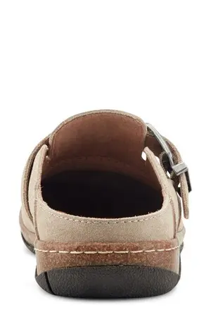 Earth Eileen Suede Clogs With Buckle Detail - Taupe