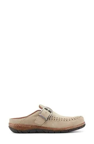 Earth Eileen Suede Clogs With Buckle Detail - Taupe