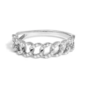 HAUS OF BRILLIANCE 925 Sterling 1/4 Ctw Diamond Link Band Ring - Silver