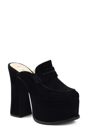 ZIGI Harlen Platform Penny Loafer Mule - Black Suede