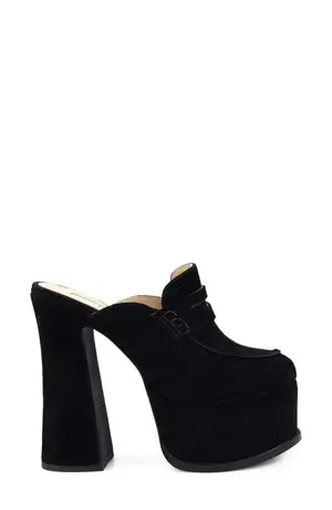 ZIGI Harlen Platform Penny Loafer Mule - Black Suede