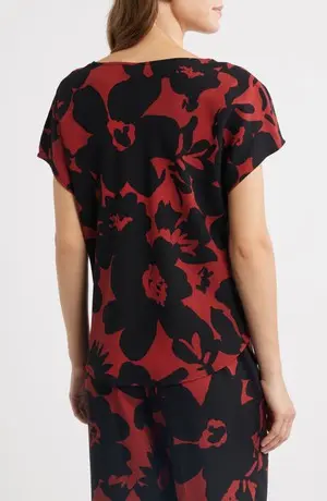 Anne Klein Floral Cowl Neck Top