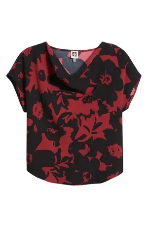 Anne Klein Floral Cowl Neck Top