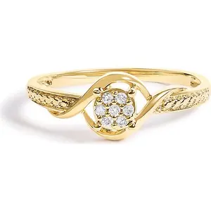 HAUS OF BRILLIANCE 10k Diamond Cluster Twisted Promise Ring - Yellow Gold