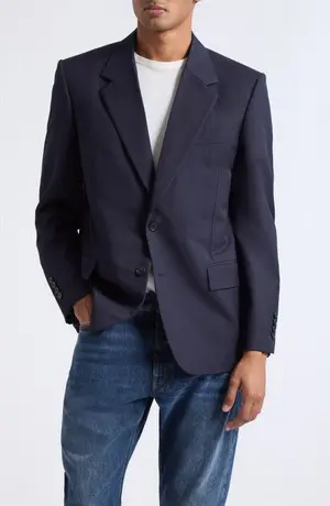 Givenchy Notch Lapel Wool Sport Coat - Night Blue