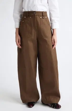 Simone Rocha Utility Curve Wide Leg Jeans - Tan