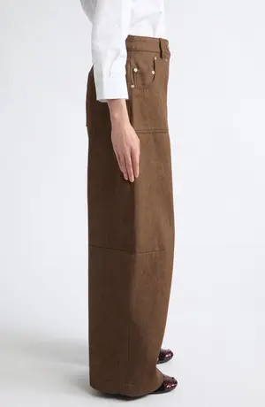 Simone Rocha Utility Curve Wide Leg Jeans - Tan
