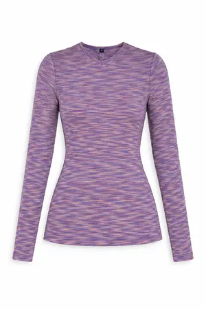 24/7 V-neck Long Sleeve Tee - Rose