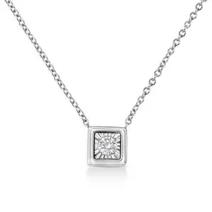 HAUS OF BRILLIANCE 10k White Gold Diamond Pendant Necklace - Square Shape
