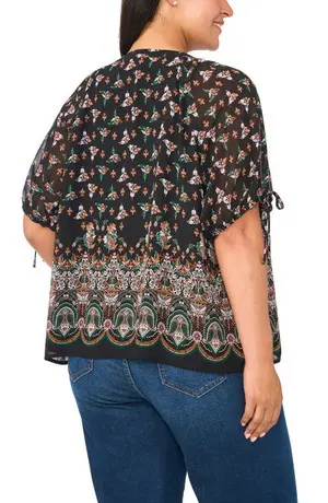 CECE DUPRAZ Tie Neck Puffed Raglan Sleeve Blouse