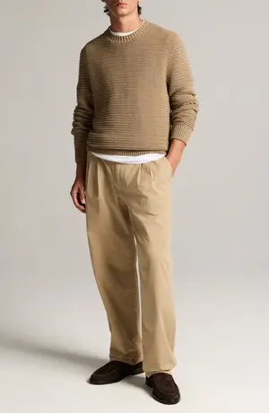 Vince Crafted Textured Cotton & Cashmere Crewneck Sweater