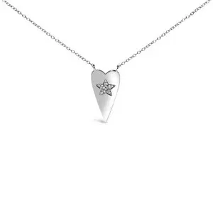 HAUS OF BRILLIANCE Sterling Diamond Heart With Star Pendant Necklace - Silver