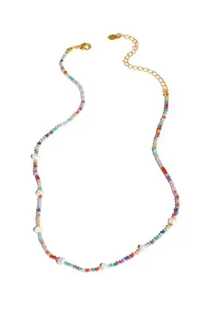 GIRLS CREW Rainbow Imitation Pearl Beaded Layered Necklace