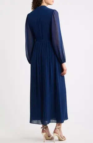 Elie Tahari Adira Long Sleeve Maxi Dress With Belted Waist