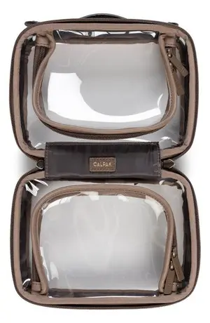 CALPAK Small Clear Cosmetics Case - Mocha