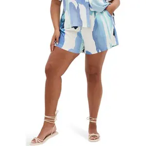 City Chic Printed Wide-leg Shorts