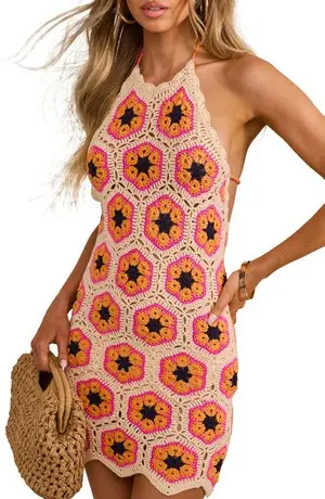 VICI Jamie Floral Crochet Mini Dress