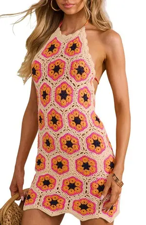 VICI Jamie Floral Crochet Mini Dress