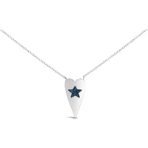 HAUS OF BRILLIANCE Sterling Blue Diamond Star Heart Pendant Necklace - Silver