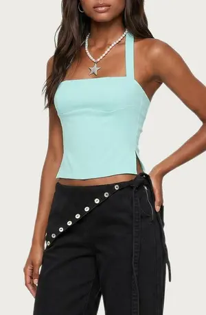 EDIKTED Dara Halter Top - Aqua