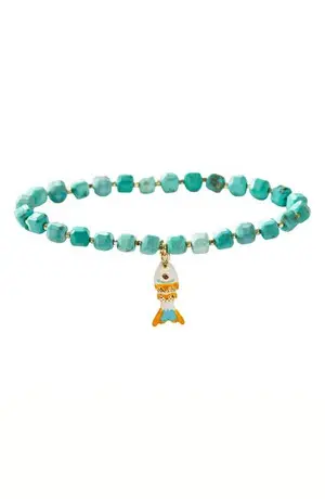 MARLYN SCHIFF Beaded Fish Charm Bracelet