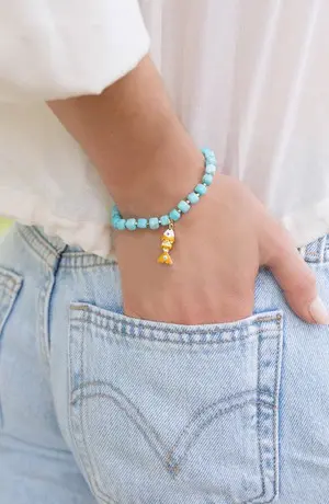 MARLYN SCHIFF Beaded Fish Charm Bracelet