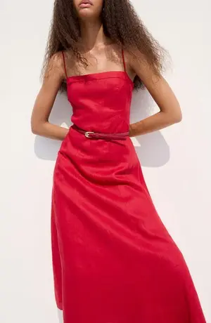 Mango Leather Belt - Red