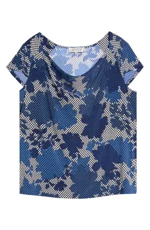 KASPER Floral Cowl Neck Cap Sleeve Top
