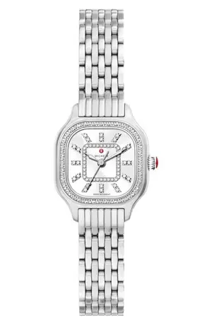 Michele Mini Meggie Mother-of-pearl & Diamond Bracelet Watch - Silver