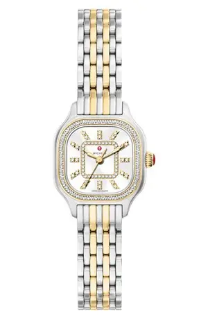 Michele Mini Meggie Mother-of-pearl & Diamond Bracelet Watch - Two Tone