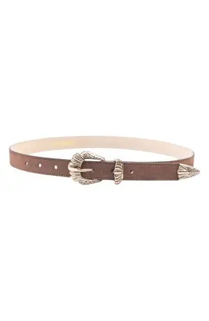 PETIT MOMENTS Margaux Faux Leather Belt With Engraved Buckle - Brown