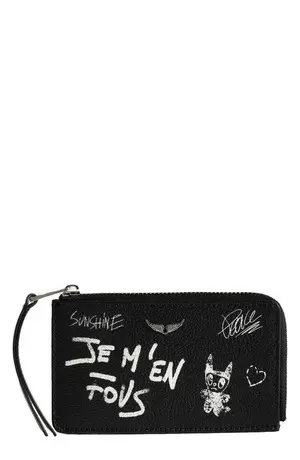 Zadig&Voltaire Arty Tag Leather Card Case - Black