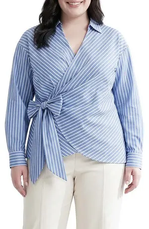 STANDARDS & PRACTICES Striped Wrap Front Shirt