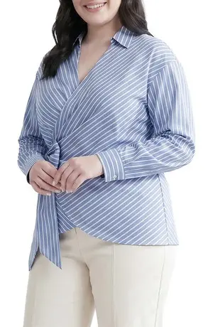 STANDARDS & PRACTICES Striped Wrap Front Shirt