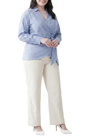 STANDARDS & PRACTICES Striped Wrap Front Shirt