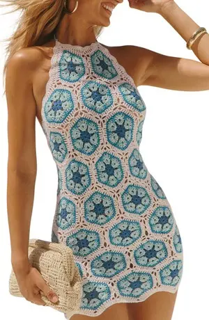 VICI Jamie Floral Crochet Mini Dress