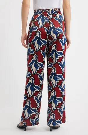 Anne Klein Floral High Waist Wide Leg Pants