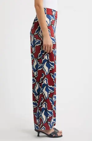 Anne Klein Floral High Waist Wide Leg Pants
