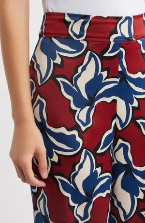 Anne Klein Floral High Waist Wide Leg Pants