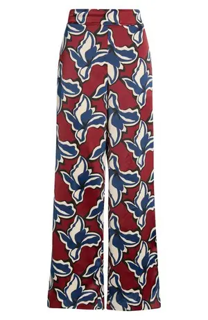 Anne Klein Floral High Waist Wide Leg Pants
