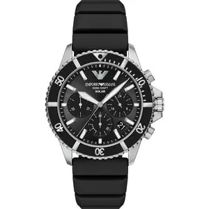 Emporio Armani World Explorer Solar Chronograph Silicone Strap Watch