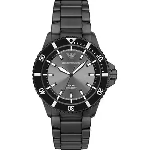 Emporio Armani World Explorer Solar Chronograph Stainless Steel & Silicone Strap Watch - Black