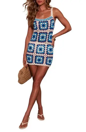 VICI Shoreline Breeze Abstract Crochet Cover-up Dress