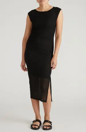 Universal Standard Mesh Sleeveless Midi Dress - Black