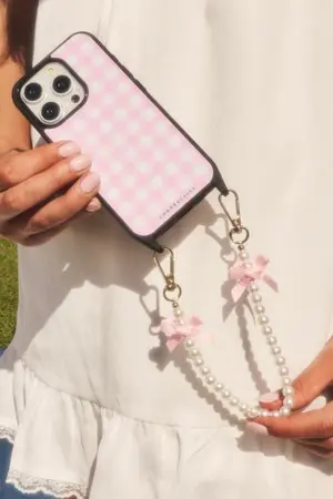 Cordée Cases Gingham Darling Phone Wristlet Set - Blush