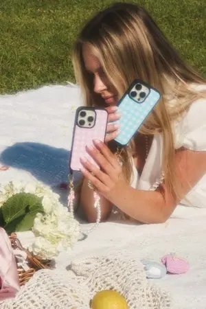 Cordée Cases Gingham Darling Phone Wristlet Set - Blush