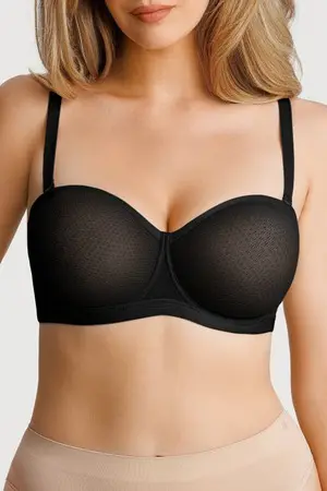 POPILUSH Non-slip Push-up Convertible Strapless Adejustable Bra Jet